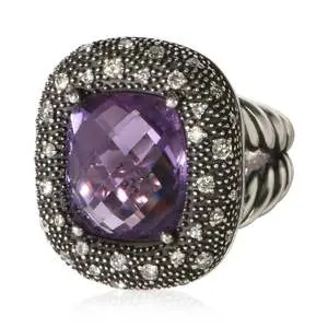 David Yurman Sterling Silver Amethyst And Diamond Midnight Melange Ring