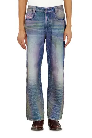 DIESEL® Relaxed Jeans High Waist 1982 D-hakou, Colored, Button Fly - Blue