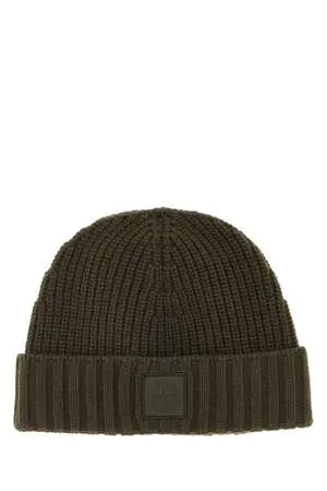 Stone Island Ribbed Cashmere Beanie Hat - Green