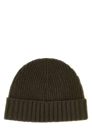 Stone Island Ribbed Cashmere Beanie Hat - Green