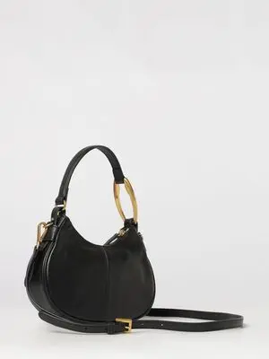 TWINSET Leather Hobo Bag With Tassels And Metal Ring - Black