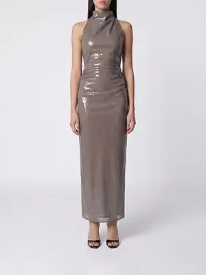 ROTATE BY BIRGER CHRISTENSEN Long Sequin-embellished Sheath Gown With Halter Neck