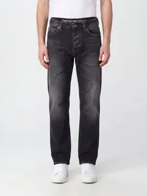 Emporio Armani Mid-rise Straight-fit Jeans In Cotton Denim - Grey