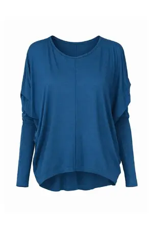 CONQUISTA Draped Batwing Long Sleeve Top