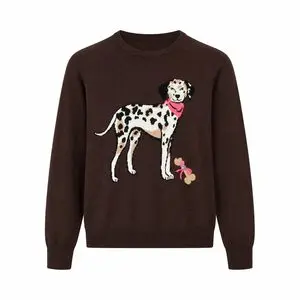YUMI Dalmatian Intarsia Relaxed Jumper - Brown