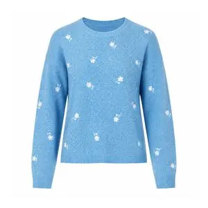 YUMI Daisy Embroidered Relaxed Jumper - Blue