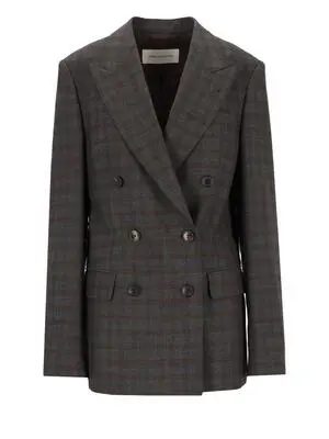Dries Van Noten Barrysta Checked Double-breasted Wool Blazer - Brown