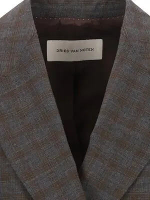 Dries Van Noten Barrysta Checked Double-breasted Wool Blazer - Brown