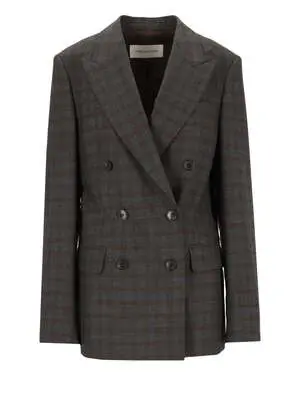 Dries Van Noten Barrysta Checked Double-breasted Wool Blazer - Brown