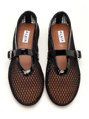 Alaïa Mesh Strap Ballerina - Black