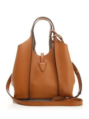 TOD'S Timeless Shopping Bag In Grained Leather - Cream