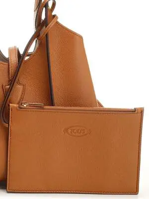 TOD'S Timeless Shopping Bag In Grained Leather - Cream