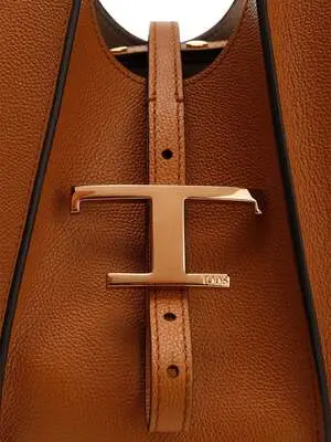 TOD'S Timeless Shopping Bag In Grained Leather - Cream