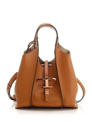 TOD'S Timeless Shopping Bag In Grained Leather - Cream