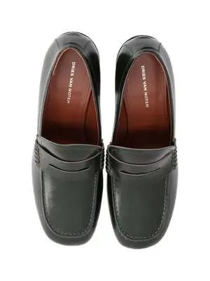 Dries Van Noten Veigtan Calf Leather Heeled Moccasin - Green