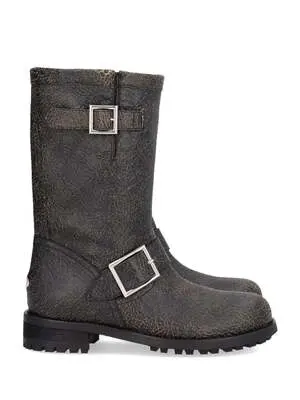 JIMMY CHOO Leather Biker Boots - Black
