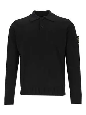 Stone Island Stone Island Men Rws Geelong Lightweight Wool Polo Sweater Black