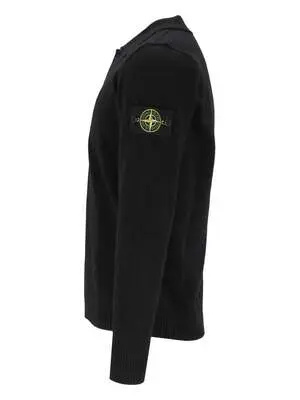 Stone Island Rws Geelong Lightweight Wool Polo Sweater - Black