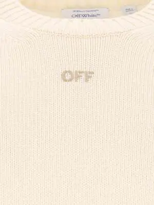 Off-White Diagonals Fuzzy Knit Crewneck - White