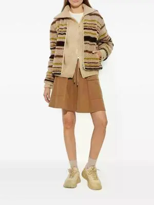 Moncler Striped Fleece Jacket - Brown