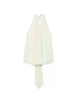 ROTATE BY BIRGER CHRISTENSEN Pleated Halterneck Top - Neutrals