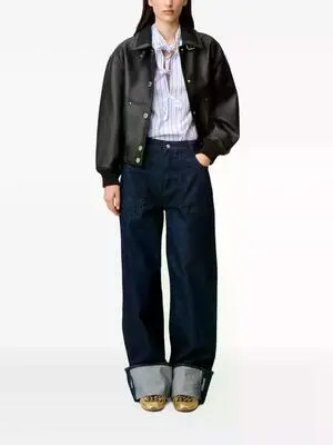 Claudie Pierlot Wide-leg Jeans Embroidered Cuffs