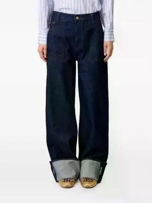 Claudie Pierlot Wide-leg Jeans Embroidered Cuffs