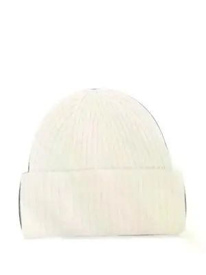 Soft Goat Ribbed-knit Beanie Hat - Neutrals