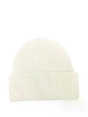 Soft Goat Ribbed-knit Beanie Hat - Neutrals
