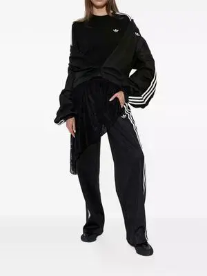 Adidas Logo-embroidered Lace-trim Zip-up Sweatshirt - Black