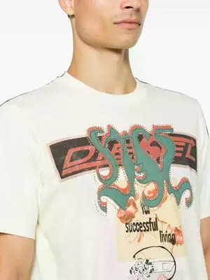 DIESEL® Graphic-print Stud-embellished T-shirt