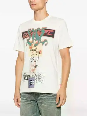 DIESEL® Graphic-print Stud-embellished T-shirt - Neutrals