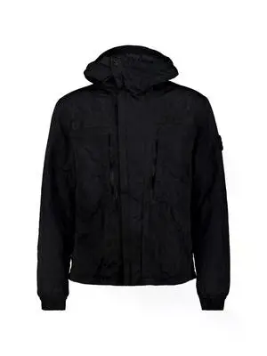 Stone Island Warp Rib Nylon-tc Padded Hooded Jacket - Black
