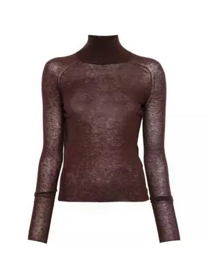 JOSEPH Yara High-neck Long-sleeve Sweater - Brown