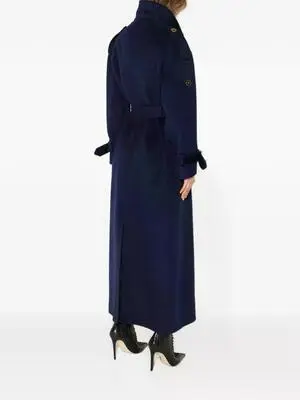 Elisabetta Franchi Wool Double-breasted Belted Coat - Blue