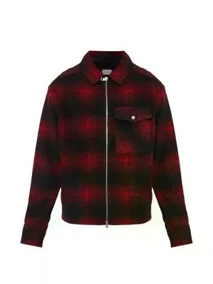 Moncler Check Logo-patch Shirt Jacket - Red