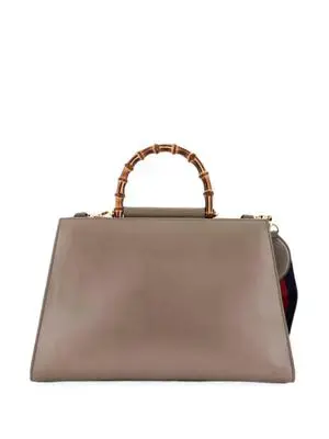 Gucci Nymphaea Top Handle Bag Leather Medium Tote Bag - Brown
