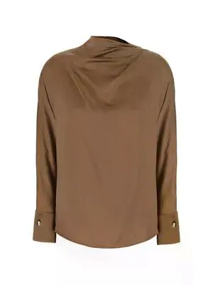 Max Mara Draped Button-cuff Blouse - Brown