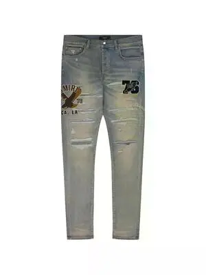 Amiri Varsity Eagle Logo-patch Jeans - Blue