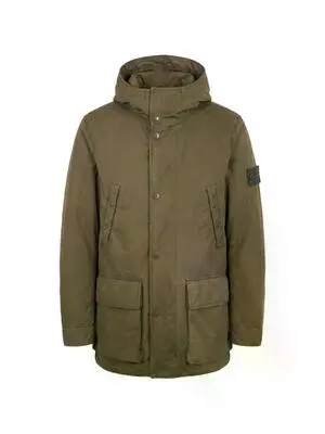 Stone Island Logo-patch Hooded Coat - Green