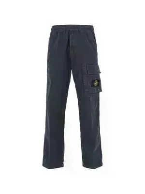Stone Island 3100036 Stretch Organic Broken Twill Cotton 'old' Effect Loose-fit Joggers With Drawstring Cuffs - Blue