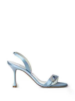 Manolo Blahnik Zutosan Crystal-buckle Slingback Sandals - Blue