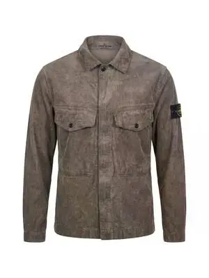 Stone Island Corduroy Terra-effect Regular-fit Zip-up Overshirt With Chest Pockets - Brown