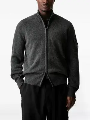 C.P. COMPANY Lambswool Lens Zipped Sweater - Grey