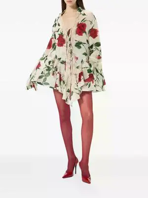 Blumarine Lace-trim Floral-print Shirt - Neutrals