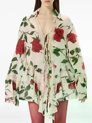 Blumarine Lace-trim Floral-print Shirt