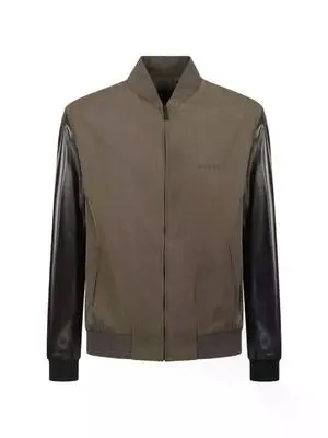 Gucci Logo-embroidered Contrast-sleeve Bomber Jacket - Brown