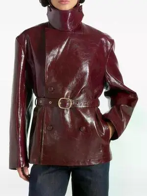 Manière De Voir Patent Belted Trench Jacket - Red