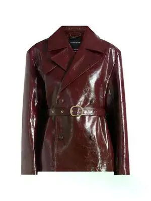 Manière De Voir Patent Belted Trench Jacket - Red