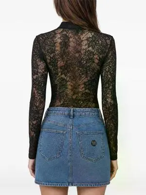 Philipp Plein Lace Bodysuit Monogram Strass